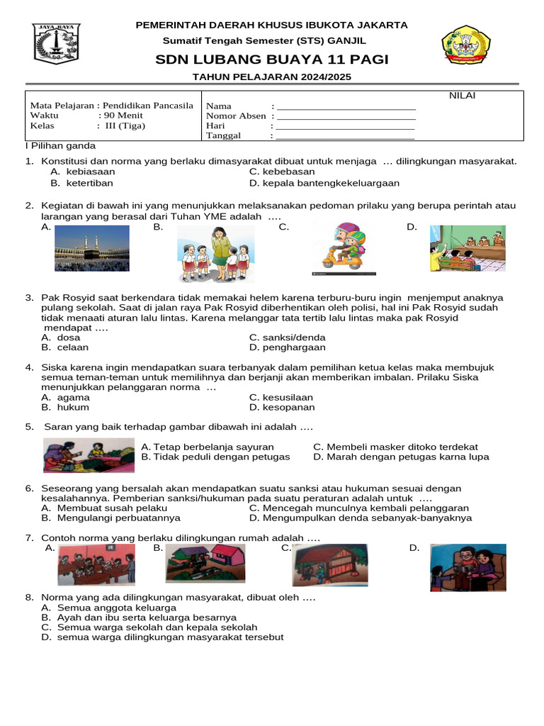 Soal Pss I PP Kelas 3 A | PDF