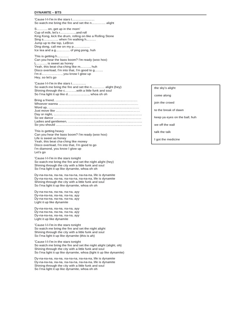 Dynamite Bts | PDF
