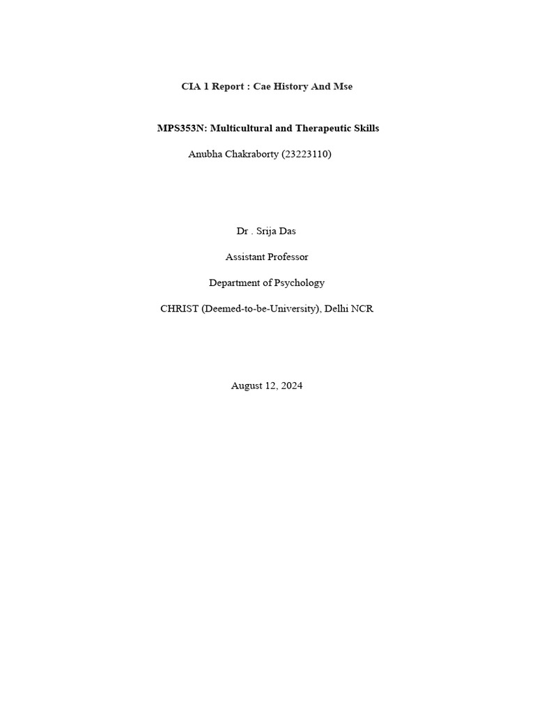 CIA 1 Report _ Cae History And Mse | PDF