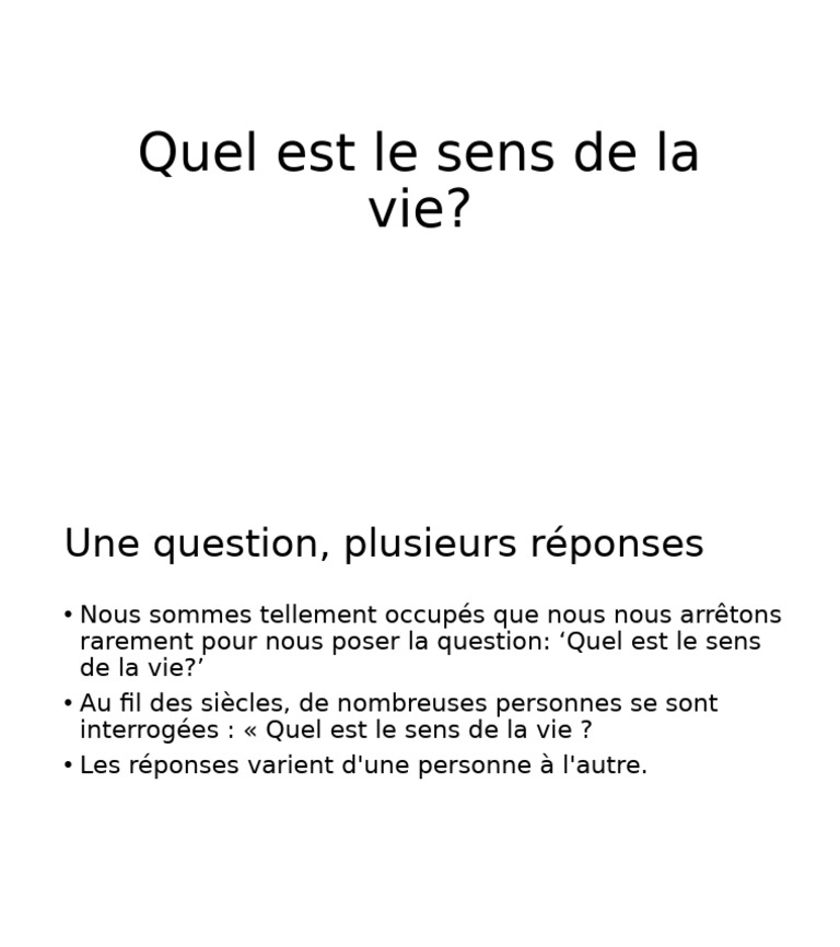 Sens de la vie : multiples réponses | PDF