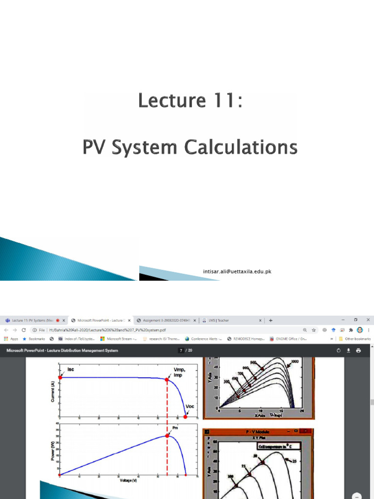 Lecture 11 PV Systems 03122020 065715pm | PDF