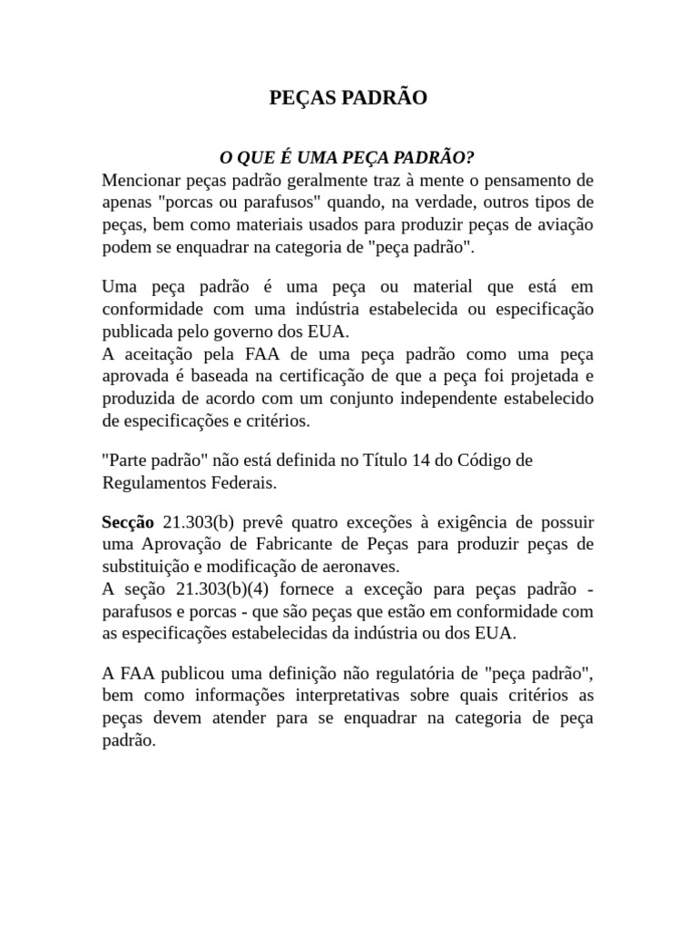 Standard Parts (Faa) | PDF