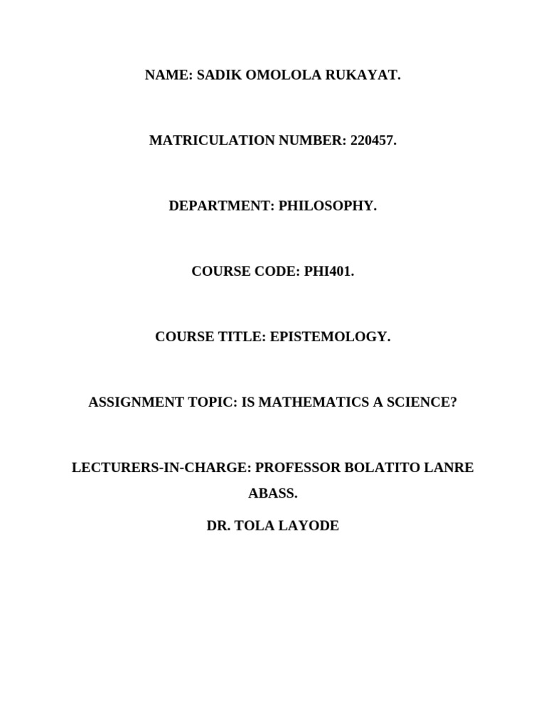 Is Mathematics A Science | PDF