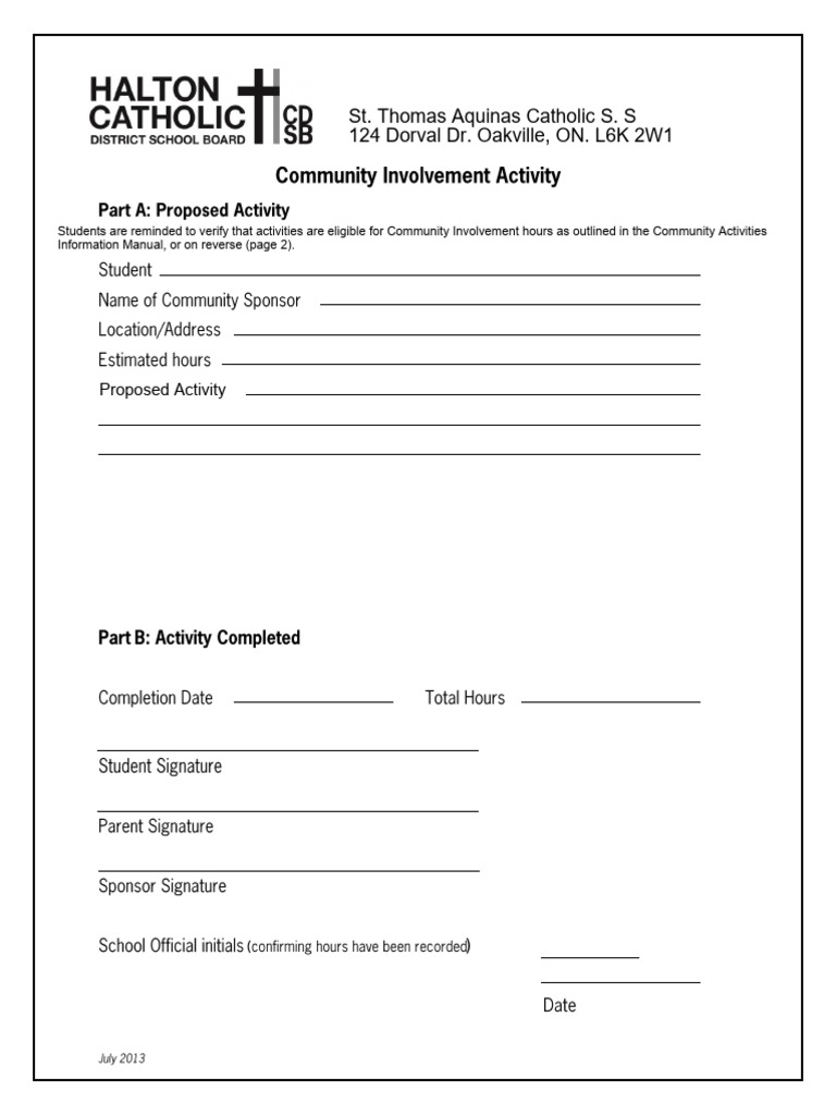 Community-Involvement-Activity-Form-STA | PDF