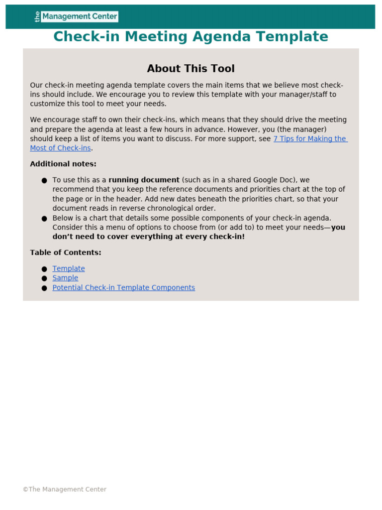 Check-in-Meeting-Agenda-TMC-2023 | PDF