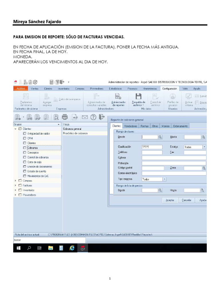 9 para Emision de Reporte - Sólo de Facturas Vencidas. | PDF