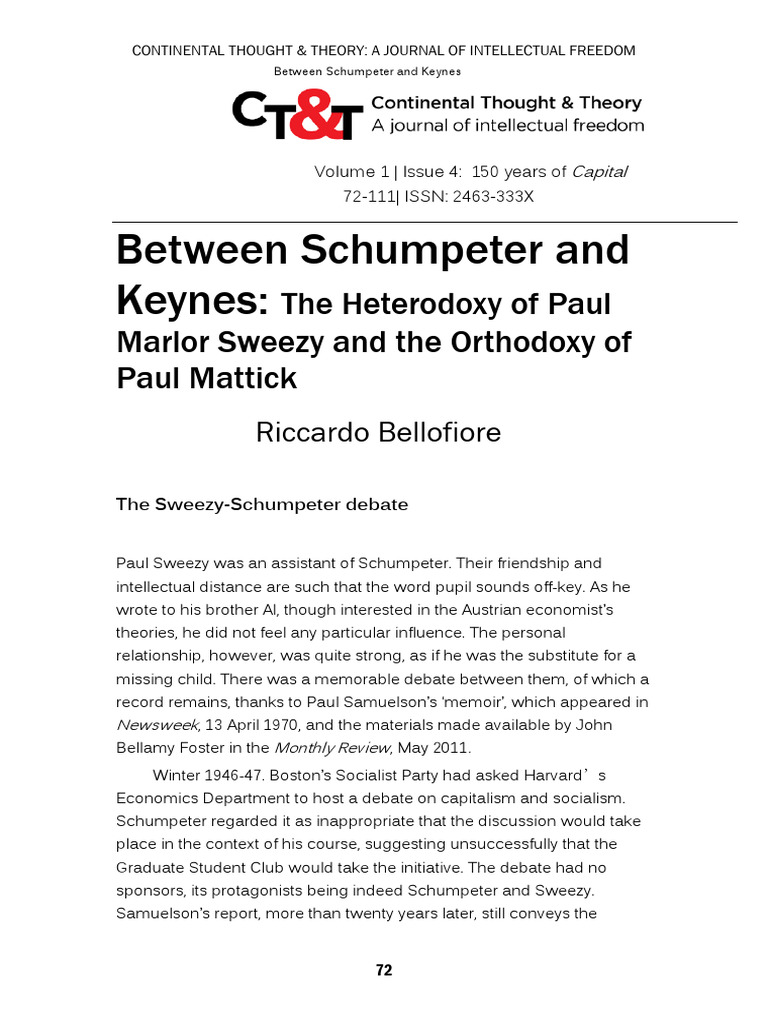 Sweezy Vs Schumpeter | PDF