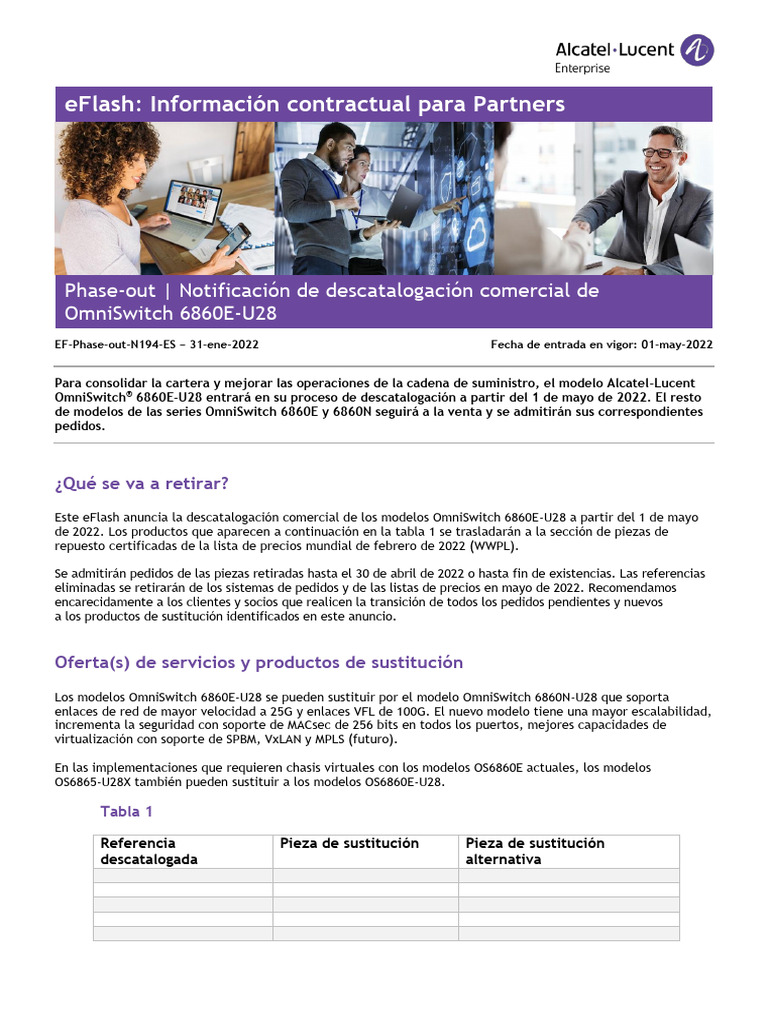 Phase Out OS6860E U28 EF N194 ES | PDF