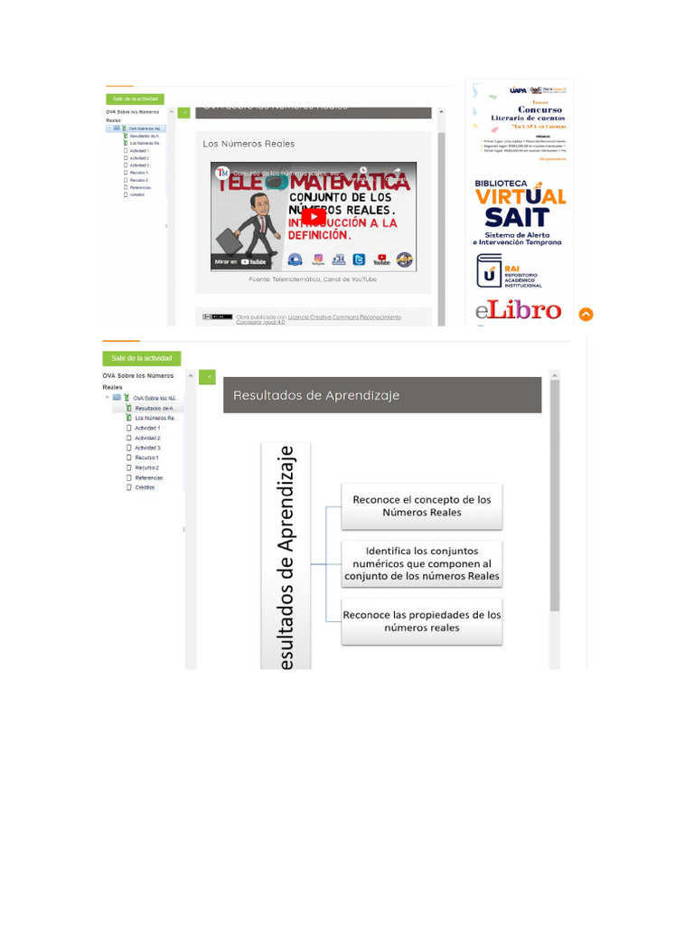 Capturas de pantallas del OVA | PDF