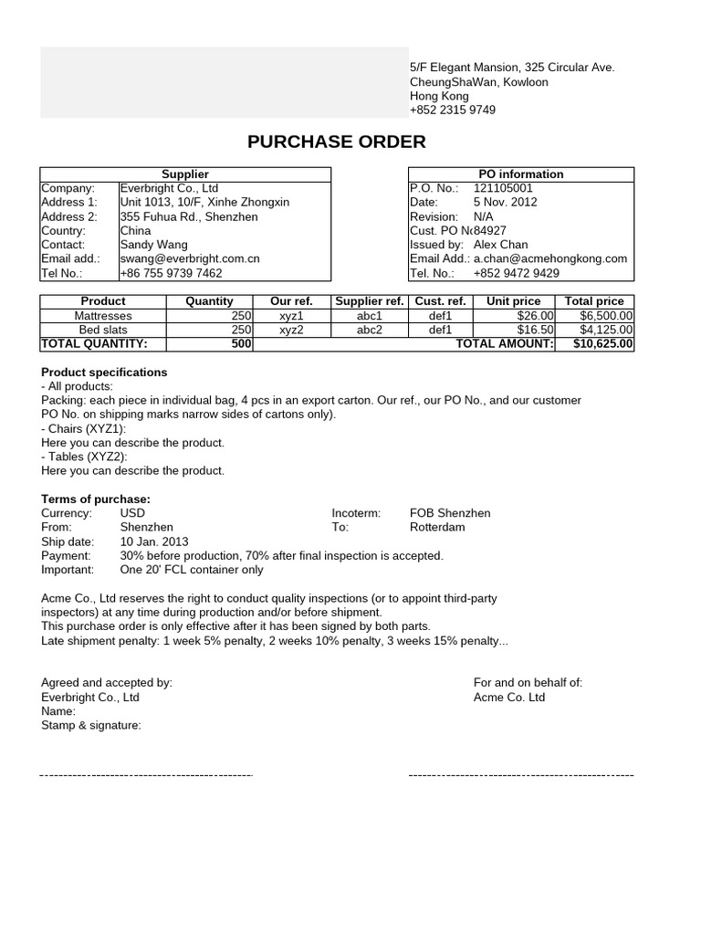 PO Template | PDF
