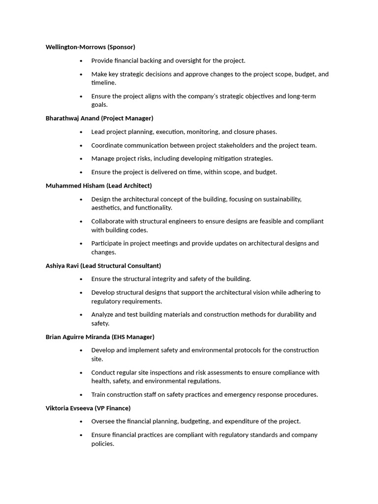 Roles and Responsibilities | PDF