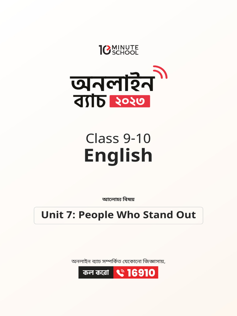 U7 Lecture Sheet - Unit 7 - People Who Stand Out | PDF
