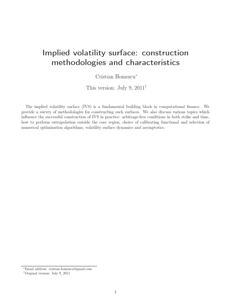 Implied Volatility Surface Construction | PDF | Implied Volatility ...