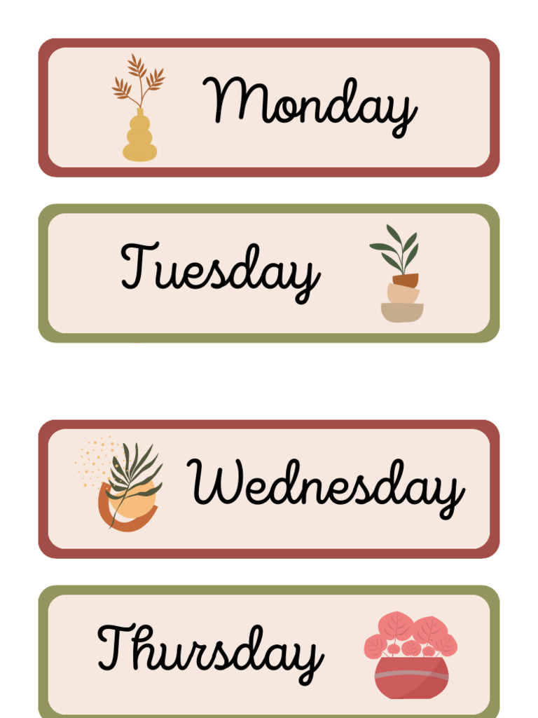 Days of The Week Flashcard | PDF