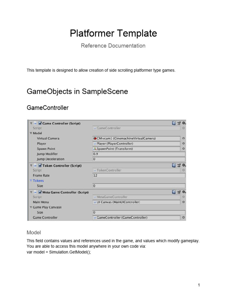 Platformer Template User Guide | PDF