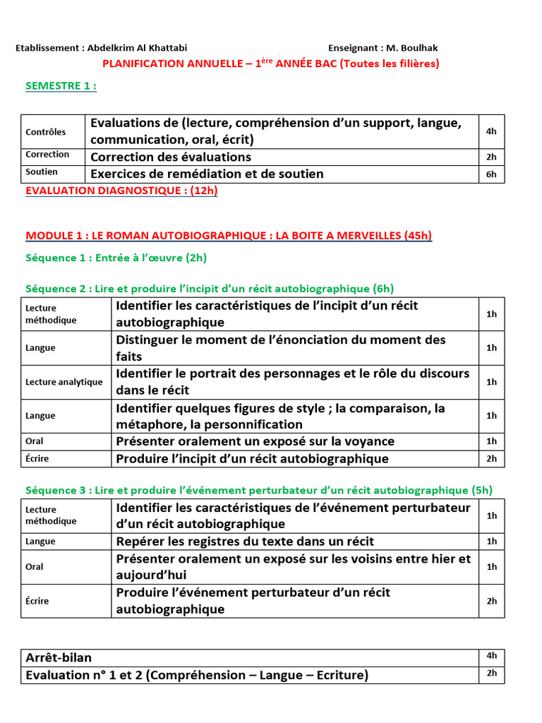 PLANIFICATION ANNUELLE 1 BAC- filigrane-converti | PDF