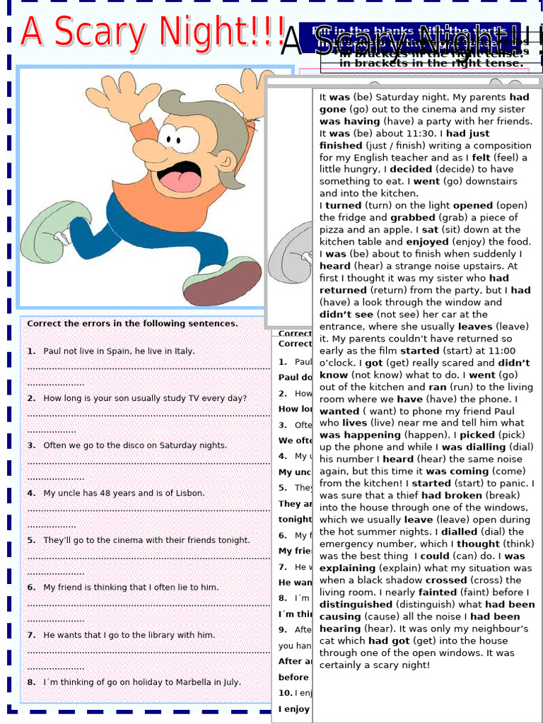 A Scary Night - Mixed Tenses | PDF