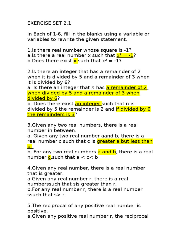 Exercise Set 2 | PDF