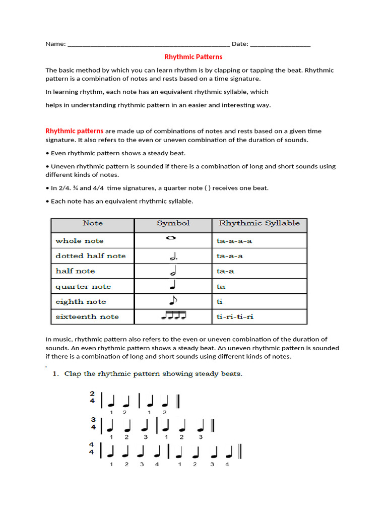 Rhytmic Pattern | PDF