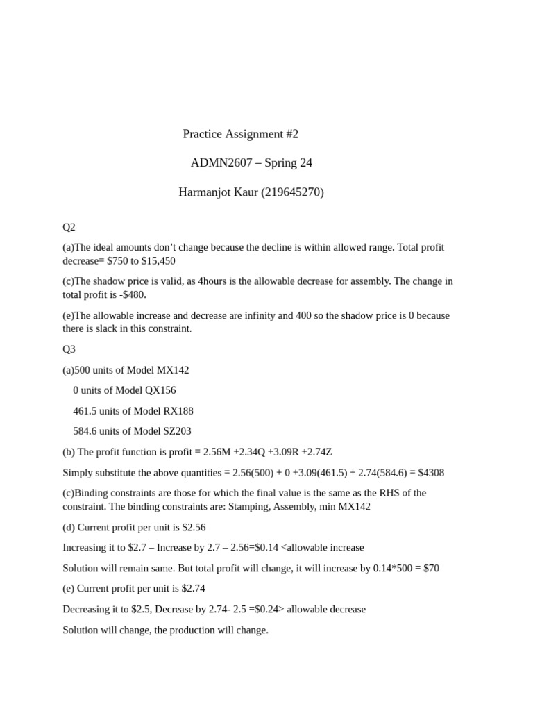 Practice Assignment 2 | PDF | Technology & Engineering