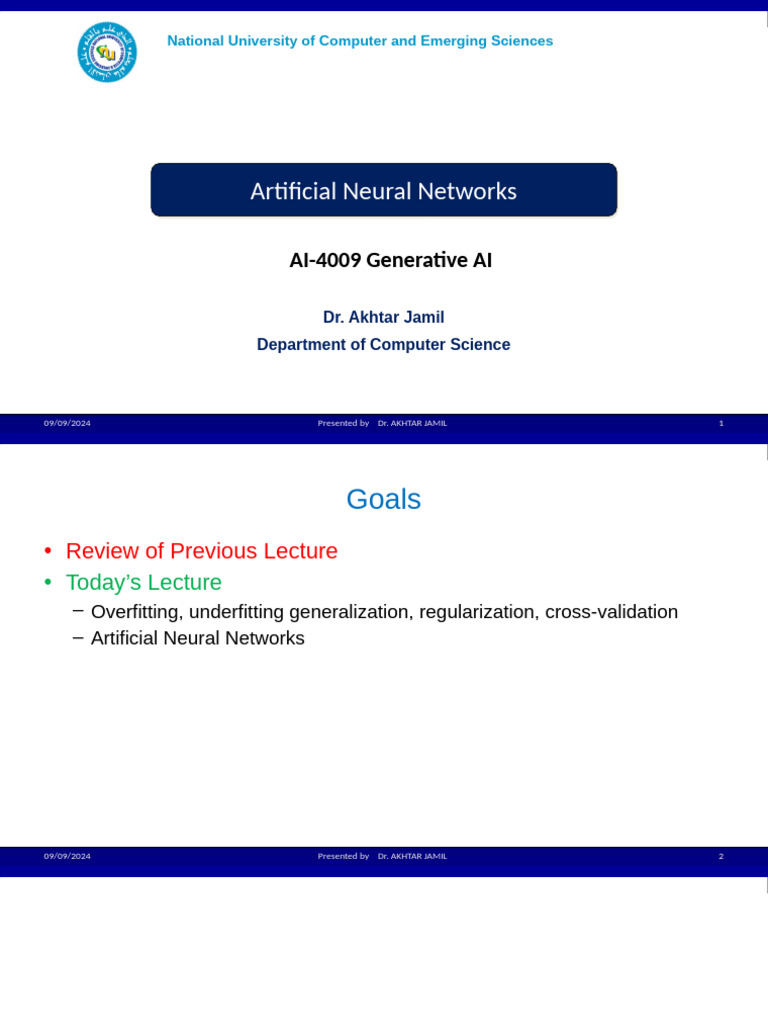 Lecture # 2-2 Artificial Neural Networks | PDF