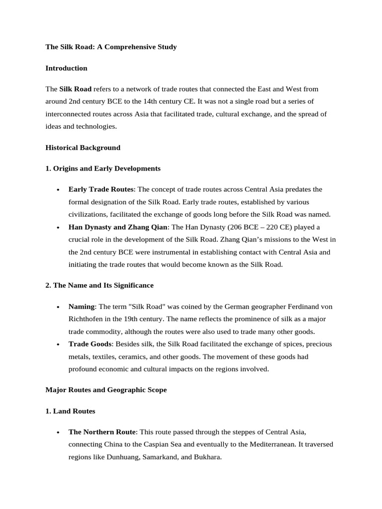 The Silk Road A Comprehensive Study | PDF