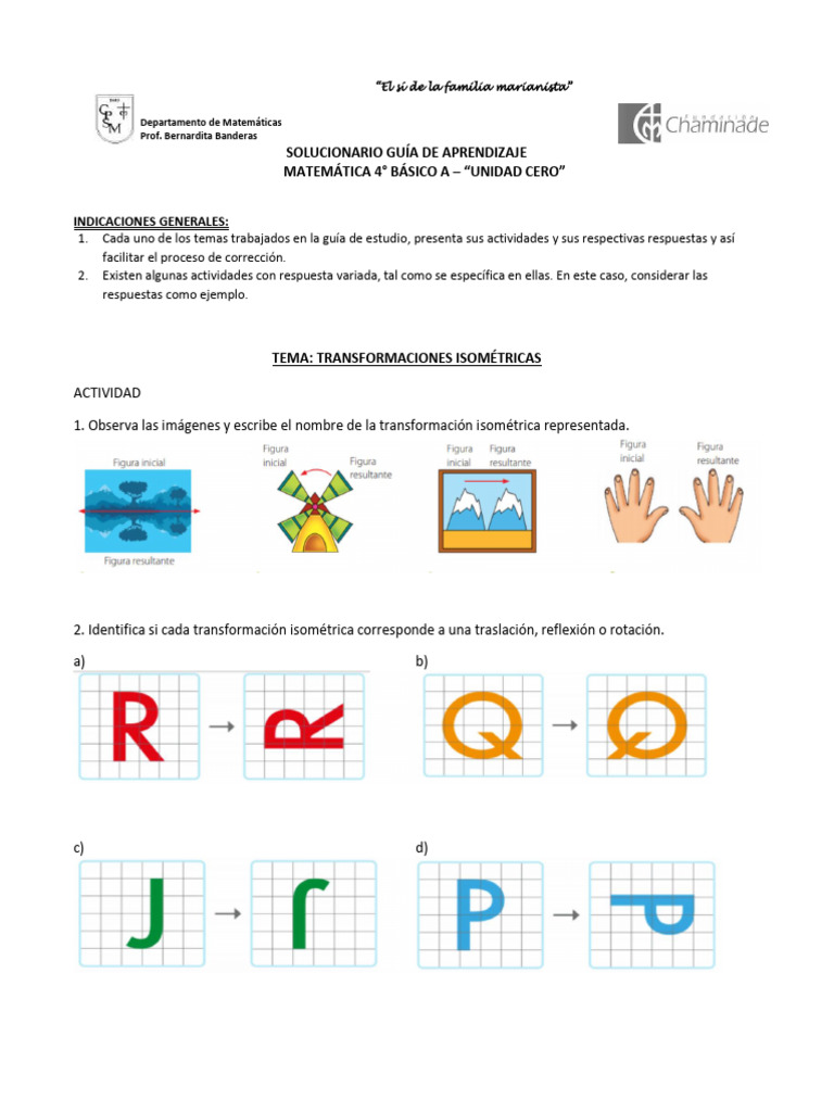 traslaciones, rotaciones y reflexiones 4 | PDF