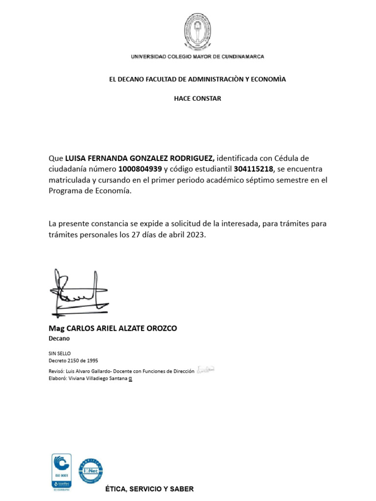 CERTIFICADO LUISA FERNANDA GONZALEZ RODRIGUEZ (1) | PDF
