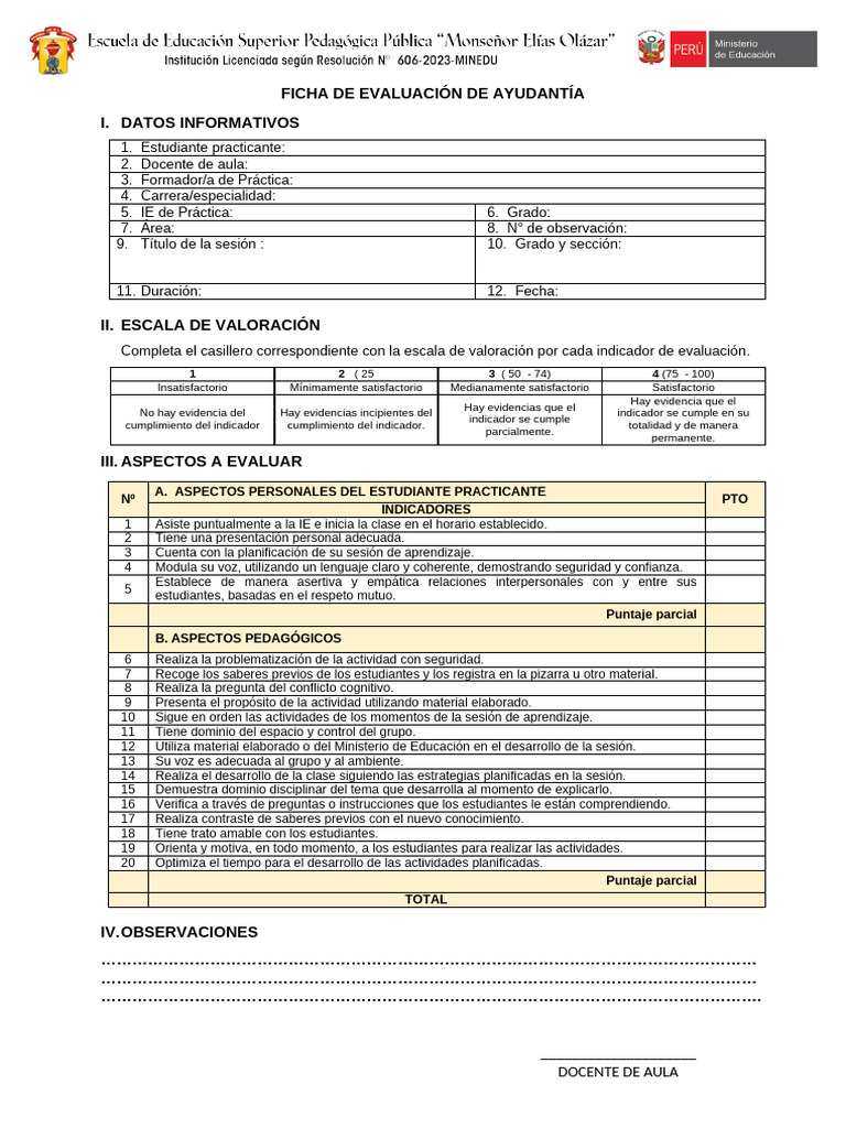 Ficha de Evaluaci - N de Ayudant - A | PDF