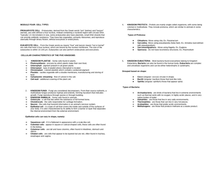 MODULE-FOUR_-CELL-TYPES | PDF