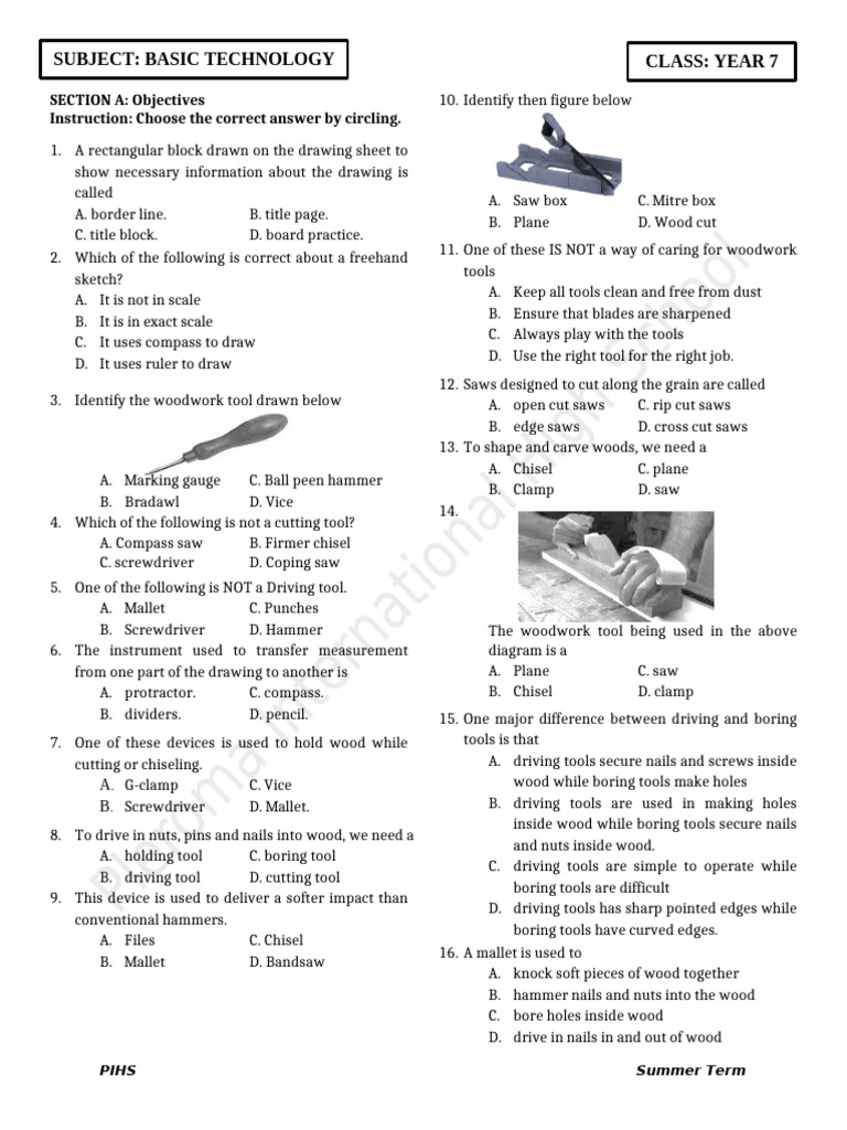 BASIC TECH 7 Summer Term Exam | PDF