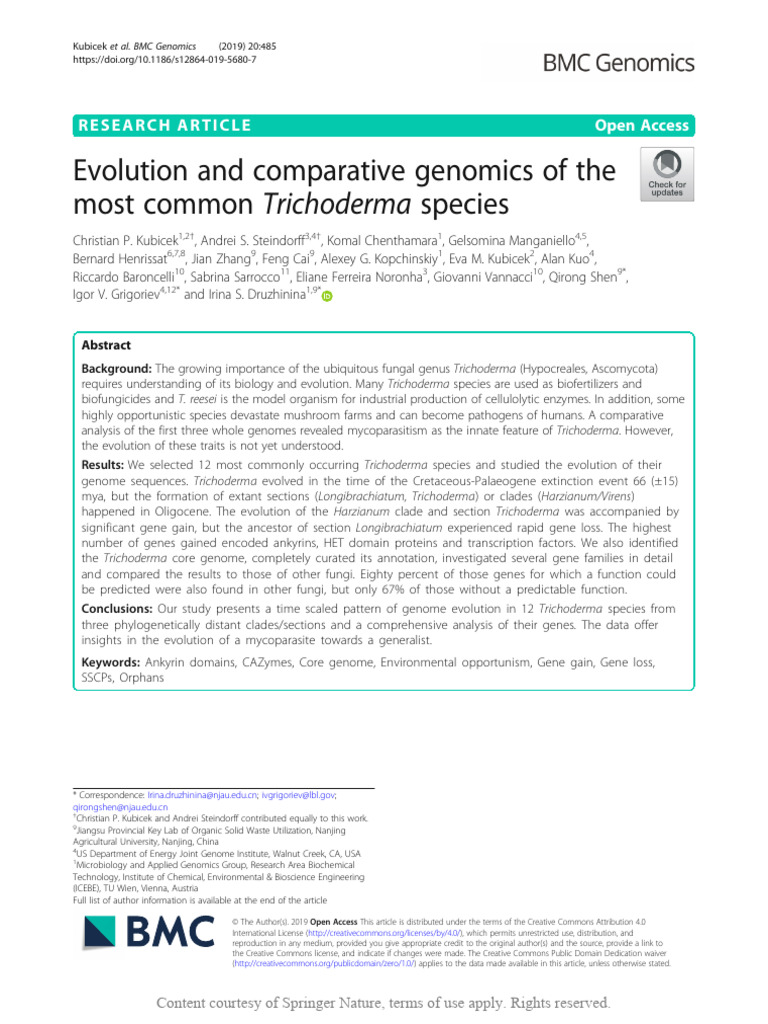 Evolution and Comparative Genomics of The Most Com | PDF