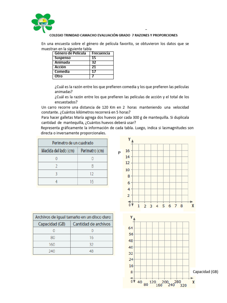 Eva Grado Séptimo Razones y Proporciones 2024 Tp | PDF