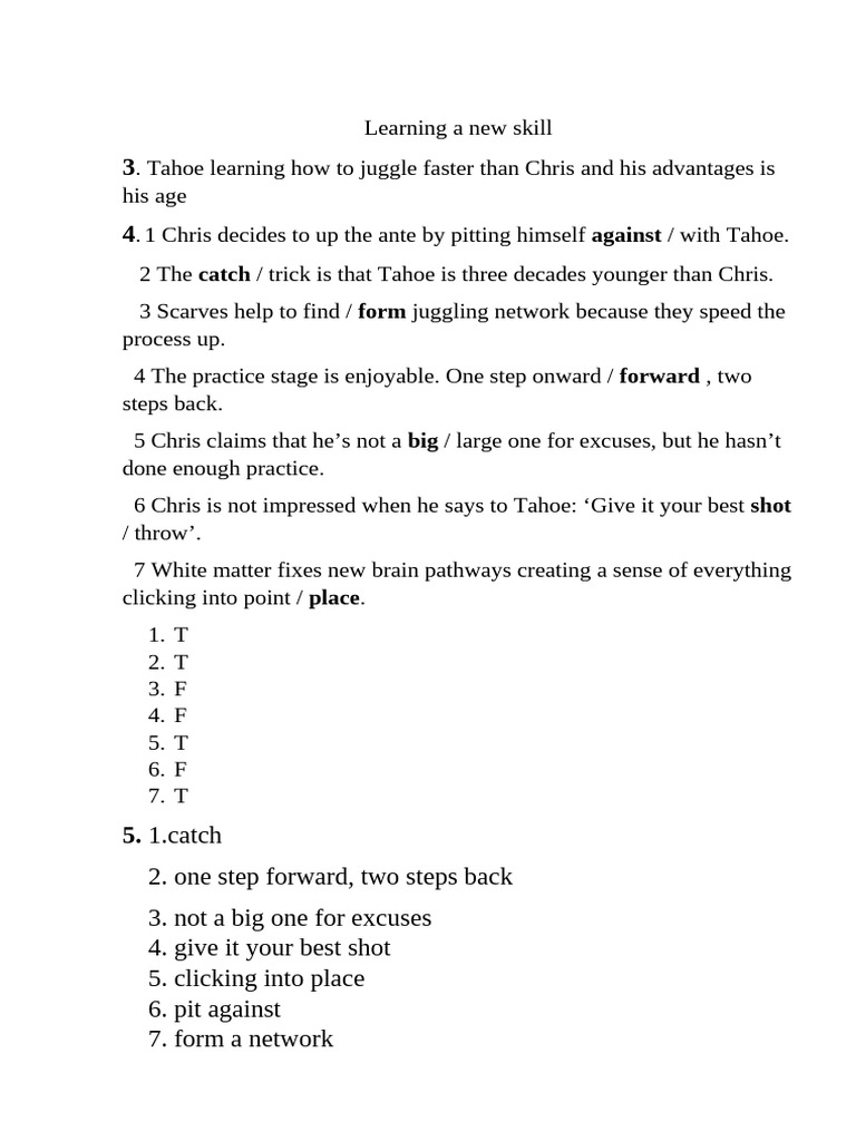 Learning A New Skill | PDF