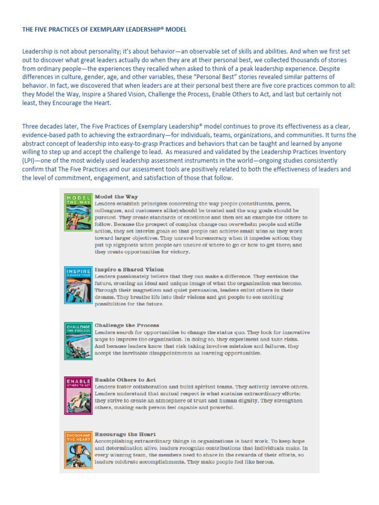 KP - 5 Practices of Exemplary Leadership Model | PDF