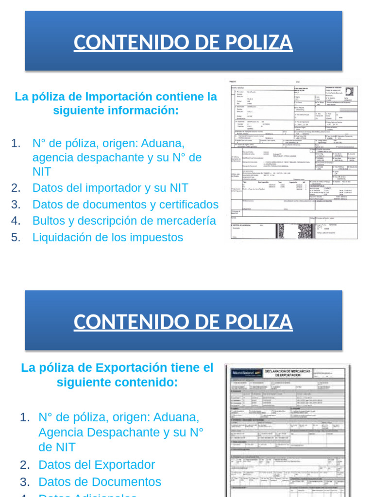 Contenido de Poliza Diapositiva | PDF
