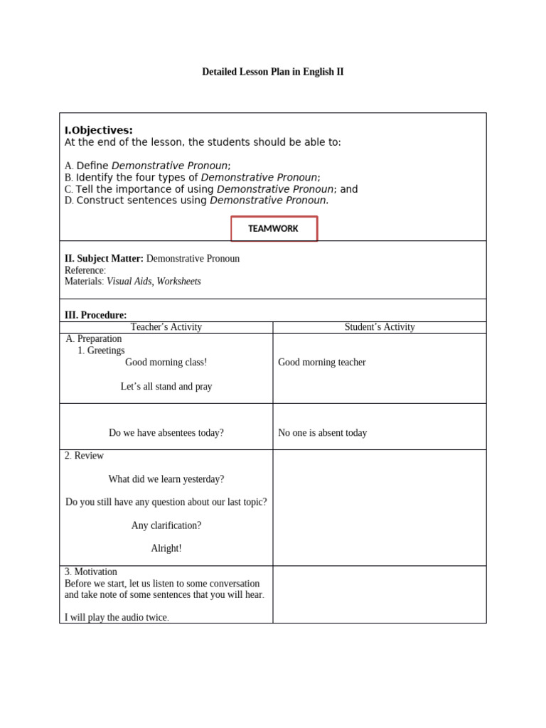 Demonstrative Pronoun Detailed-Lesson-Plan-Eng | PDF
