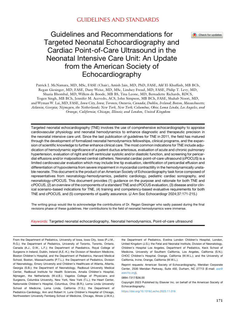 neonatal echo function | PDF