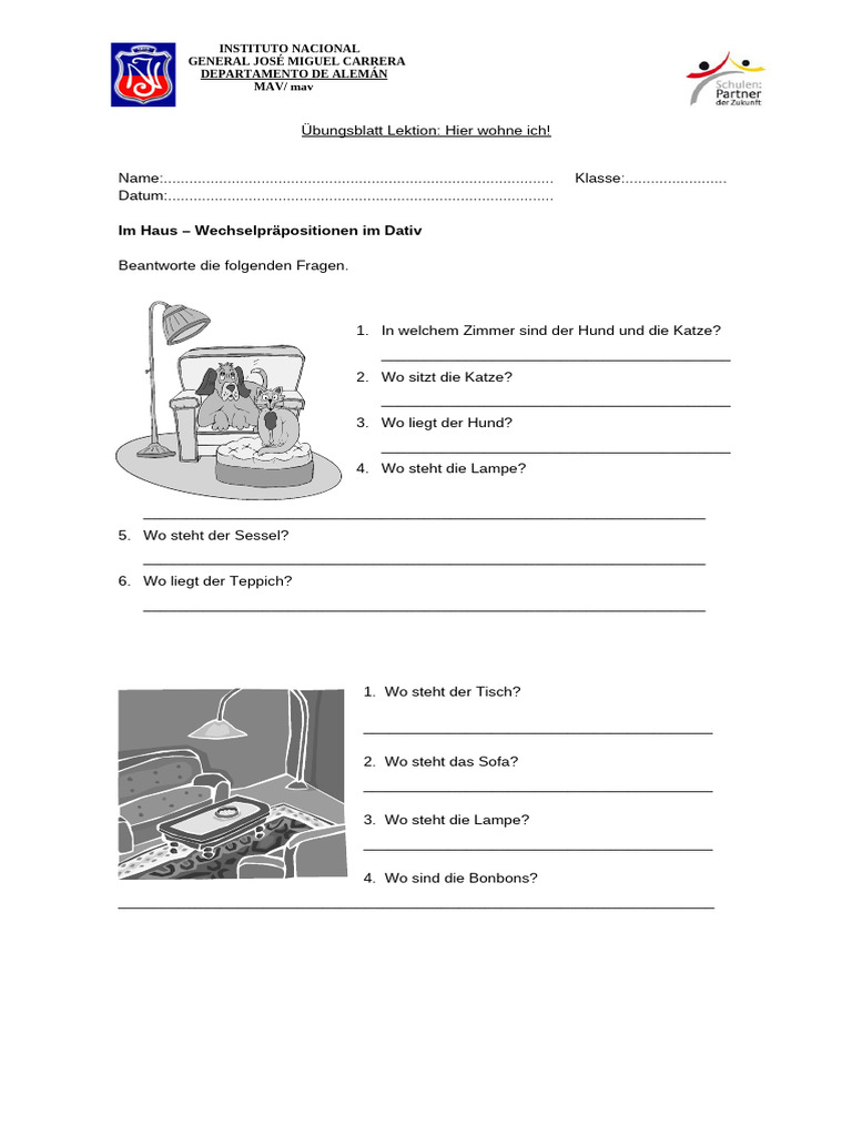Ã - Bunsblatt Lektion Hier Wohne Ich | PDF