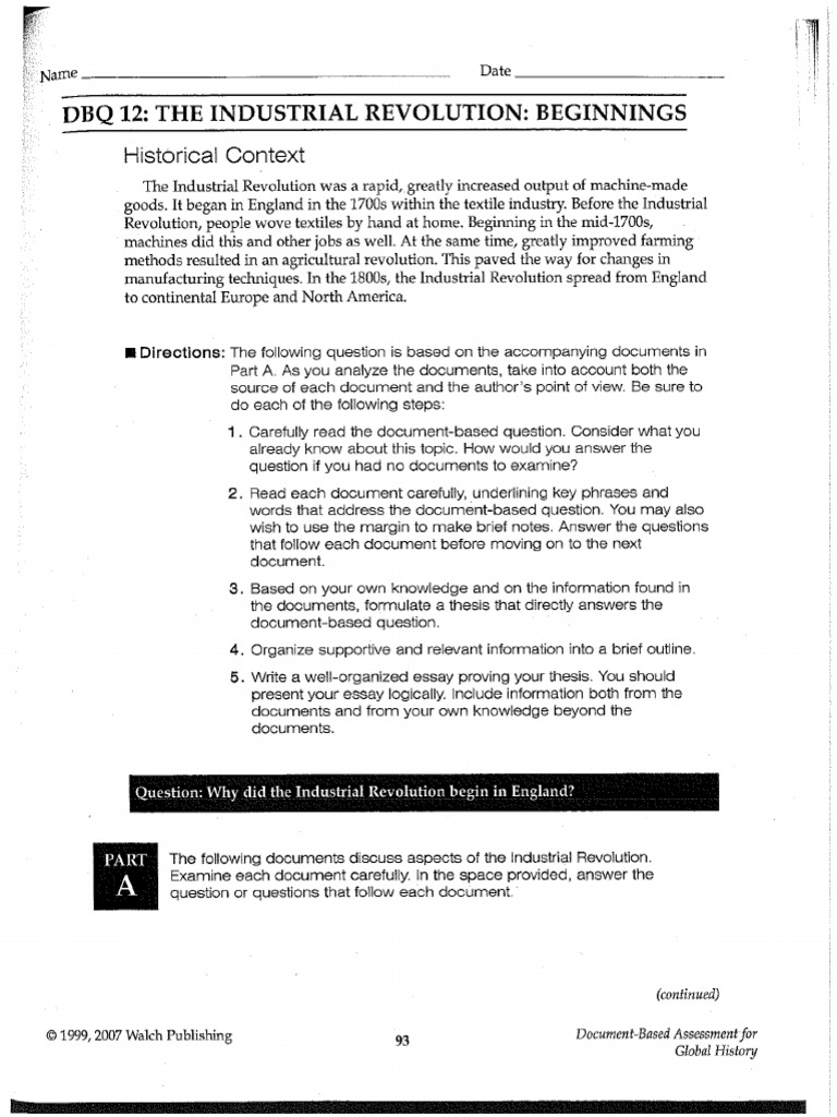 Industrial Revolution DBQ | PDF