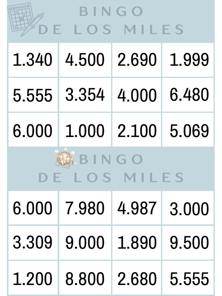 Material Didáctico Bingos de miles | PDF