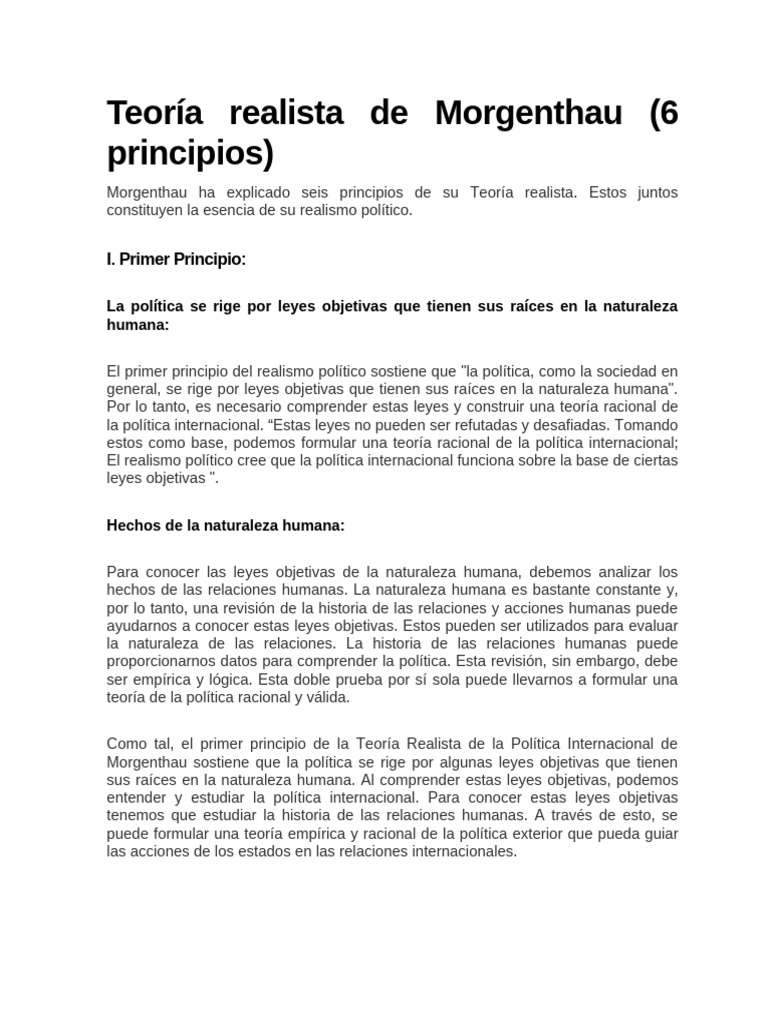 Teoría Realista de Morgenthau | PDF