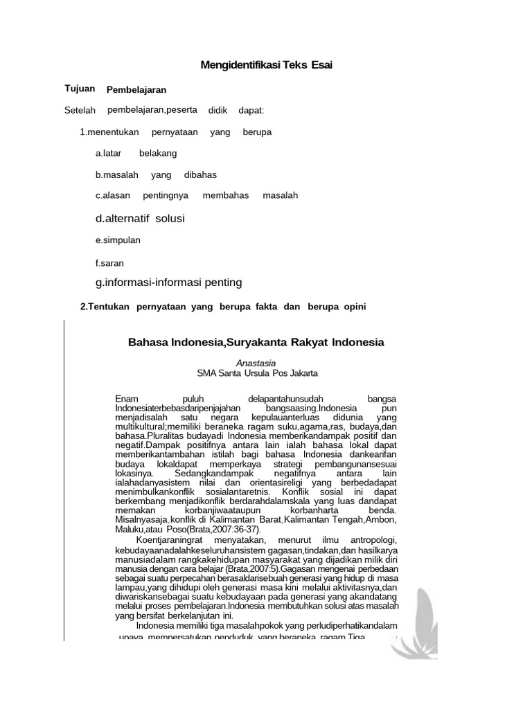 Mengidentifikasi Teks Esai 1 | PDF