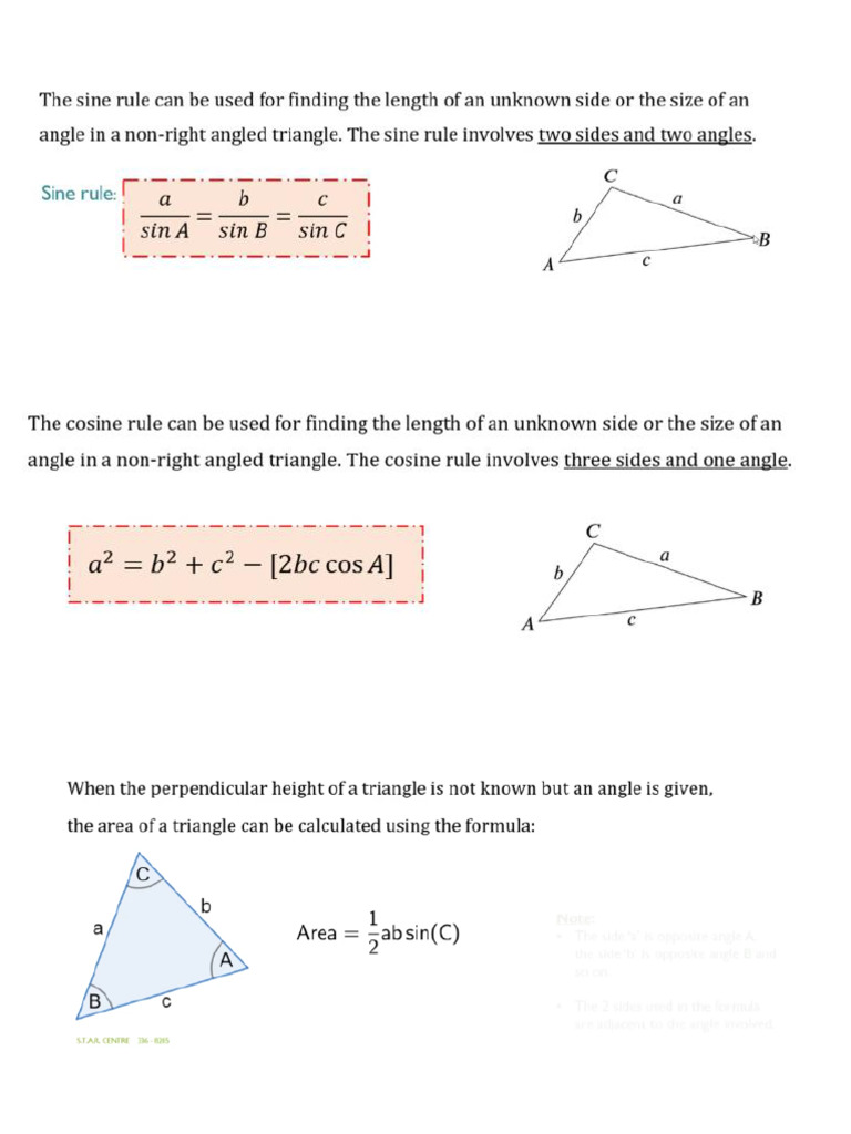 Sine And Cosine Rules Pdf