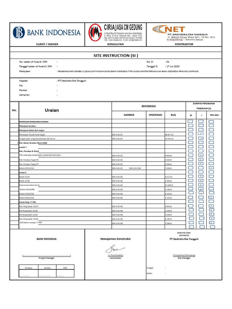 Site Instruction 01 | PDF