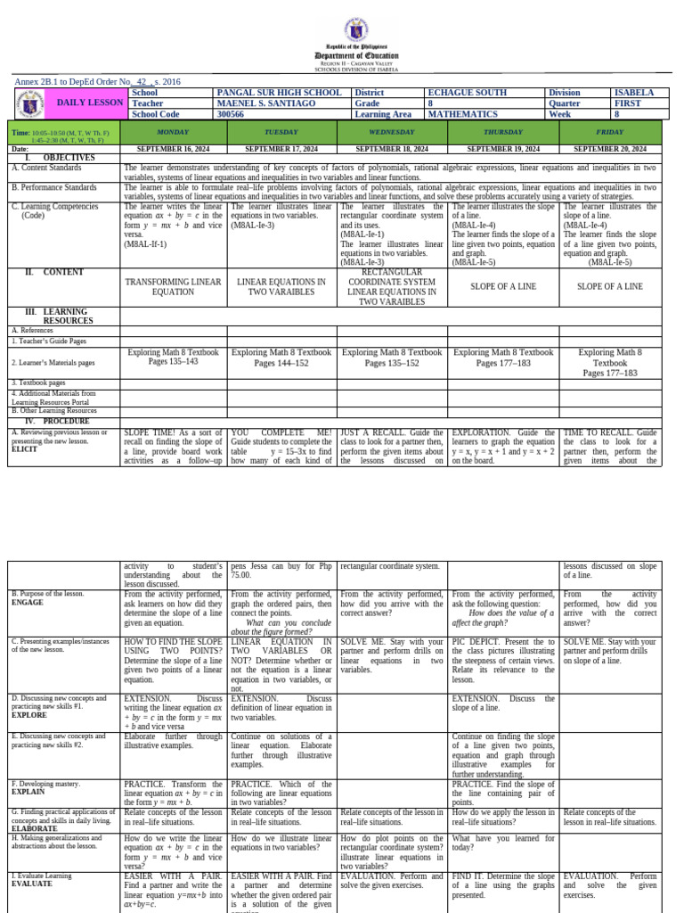 First Quarter - Week 8 - Math 8 | PDF