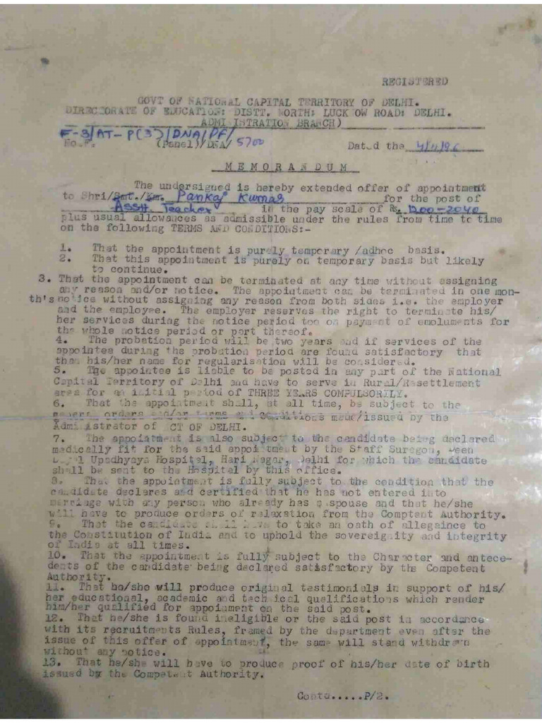 Joining Letter - Pankaj Kumar | PDF