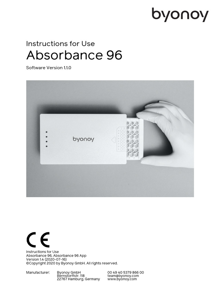 Absorbance 96 - Manual - Byonoy | PDF