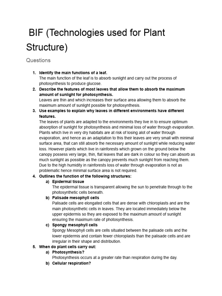 BIF (Technologies Used For Plant Structure) | PDF
