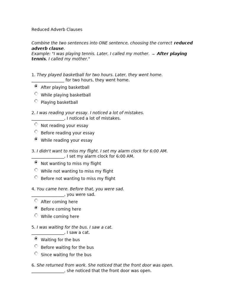 Reduced Adverb Clauses | PDF